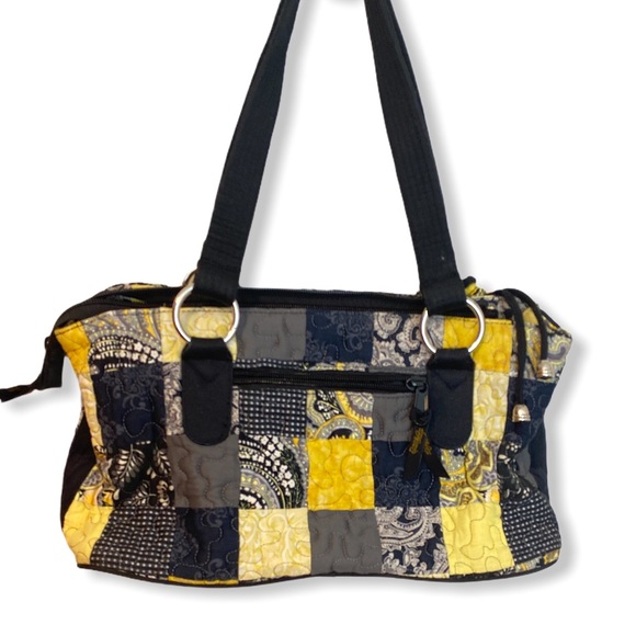 Donna Sharp | Bags | Donna Sharp Black Yellow Patchwork Quilted Handbag ...